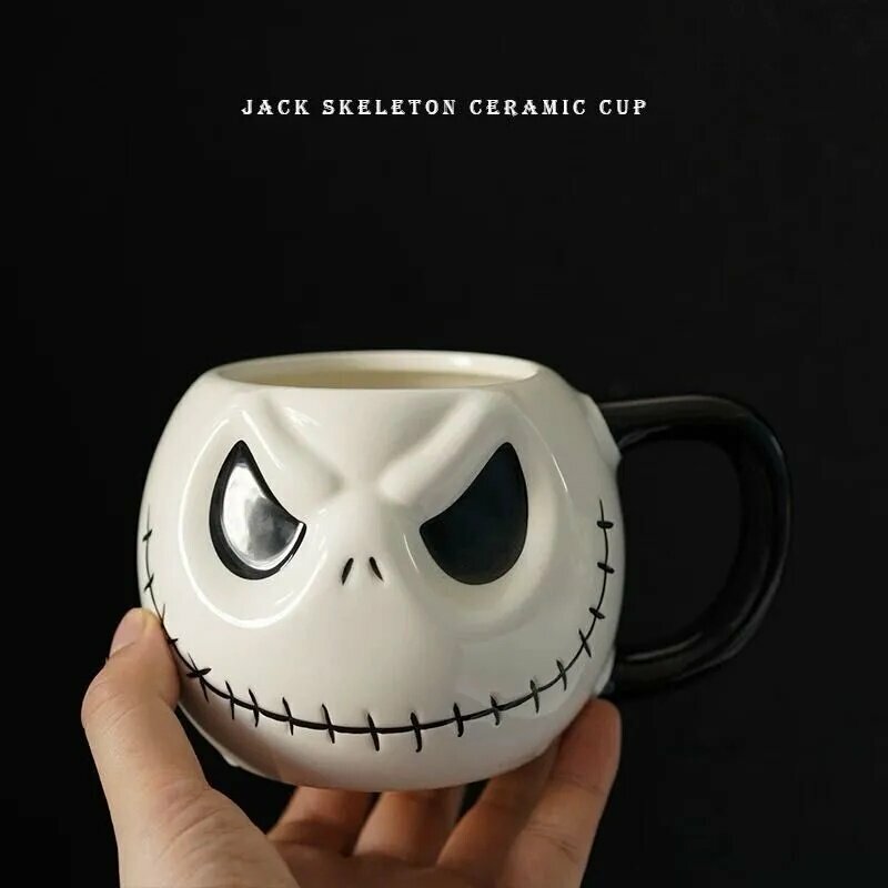 Кружка TW "Jack Skellington", керамическая, рельефное лицо, чёрная
