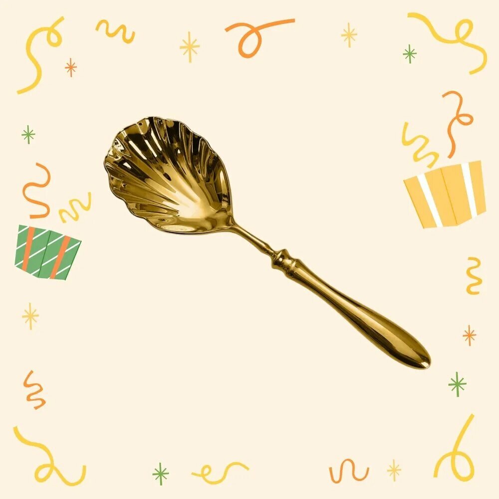 Ложка для салата Бытовая кованая большая ложка из ракушек 1 предм. золотой