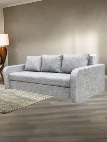 Диван-кровать "Вектор" светло-серая рогожка, механизм - Еврокнижка