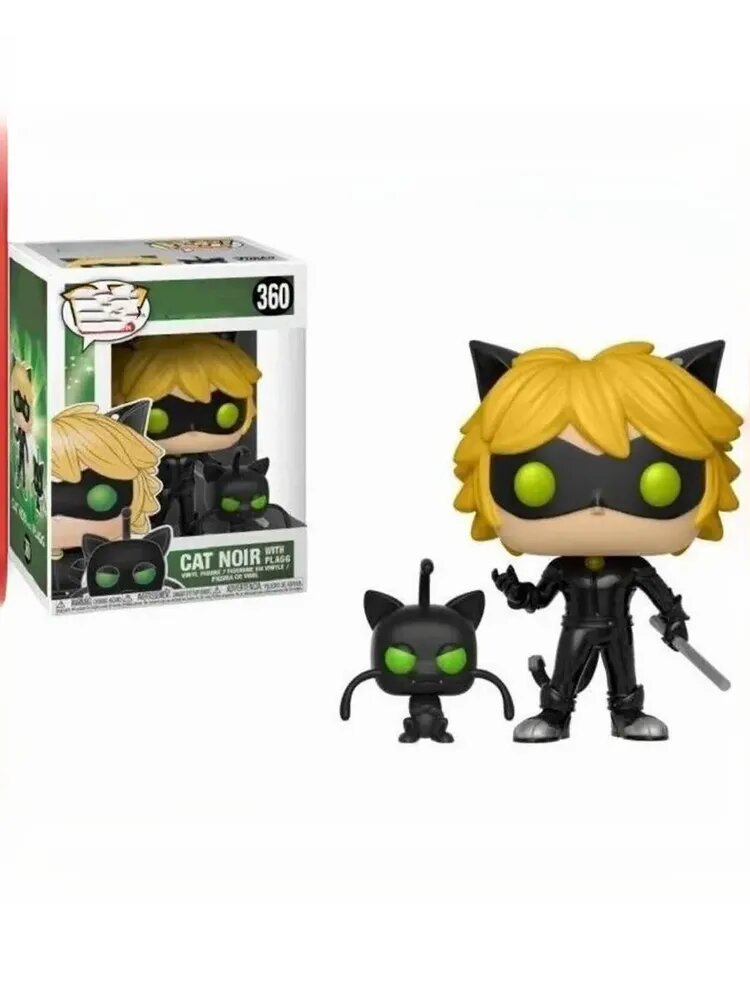 Фигурка Funko Pop! Супер-Кот Noir (С Помощником Плагг) #360 Miraculous: Секрет Леди Баг и Кота Noir Коллекционная Виниловая Фигурка 10 см