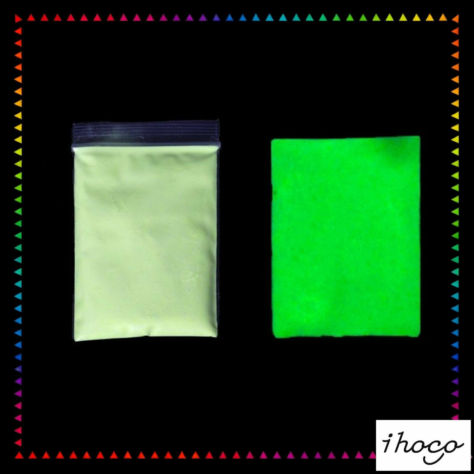 Светящийся в темноте люминофорный порошок, 10 грамм премиум светлозеленого цвета