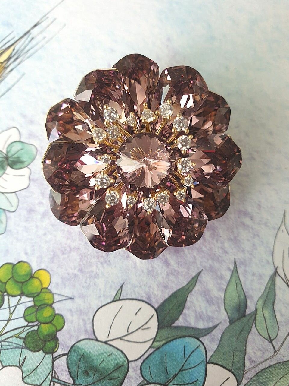 Брошь, фианит, кристалл