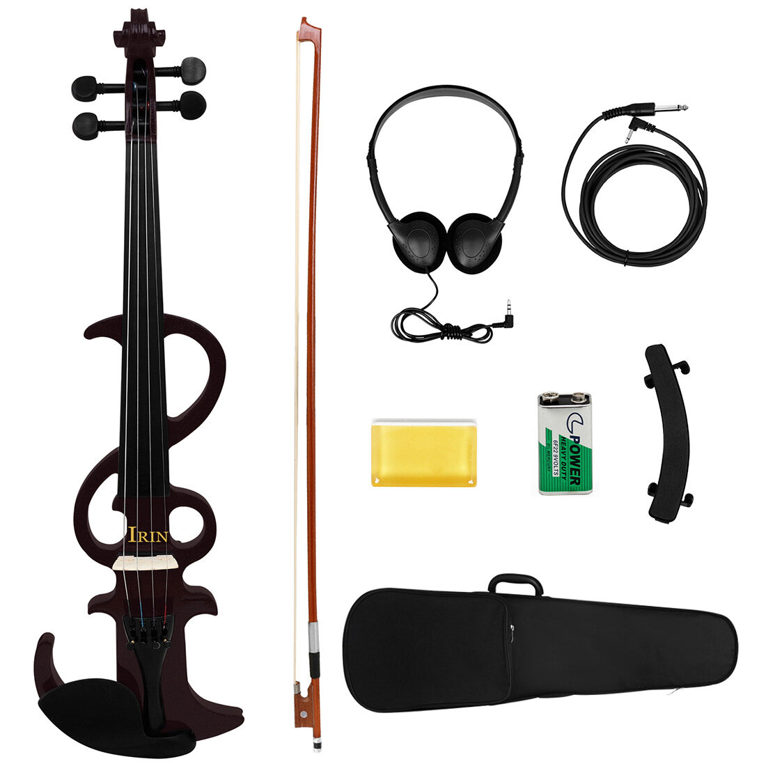 2026 Электроакустическая скрипка из массива дерева для взрослых и детей, начинающих играть на электронной скрипке с наушниками, бесшумная скрипка
