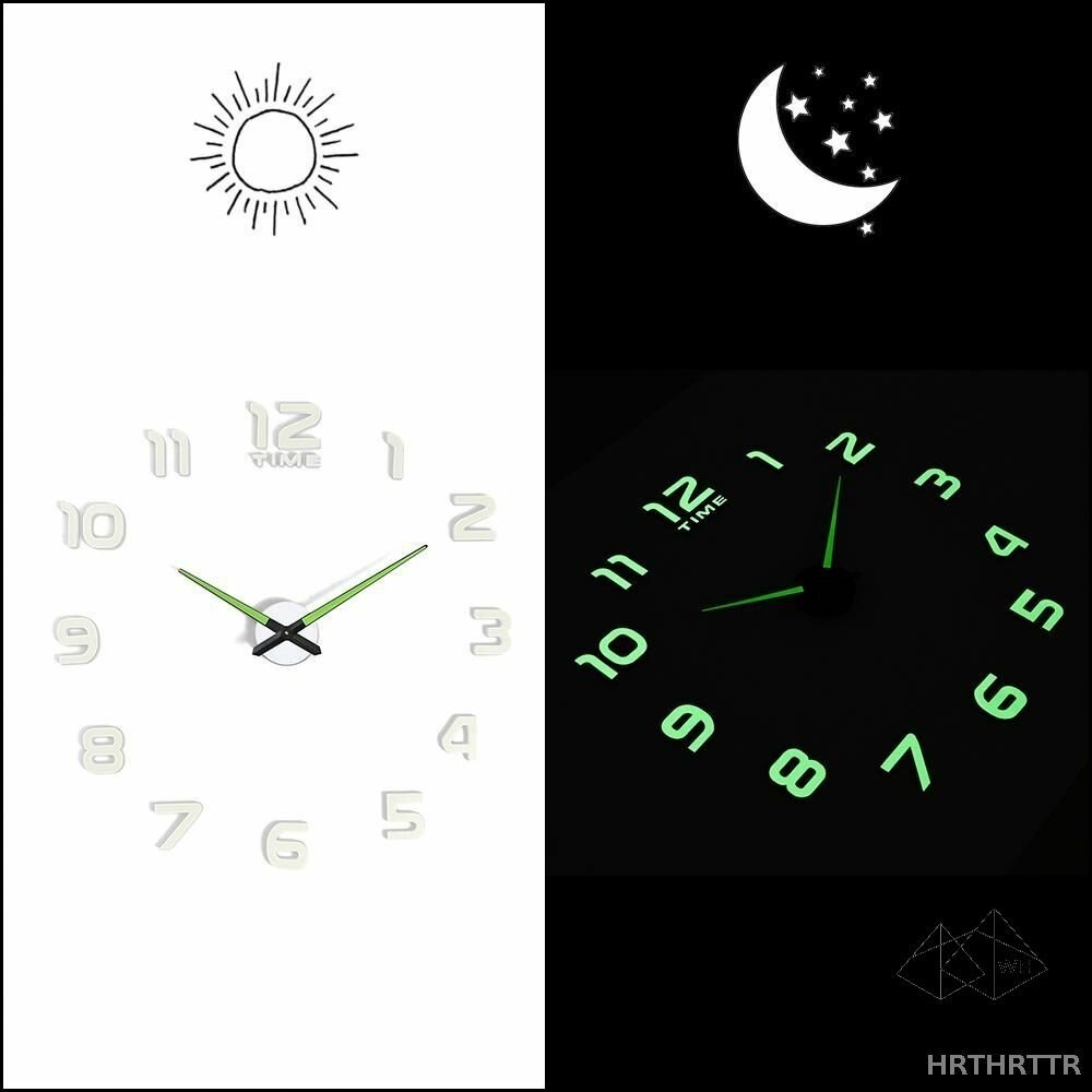 Тихие настенные часы с самоклеящимся креплением для интерьера