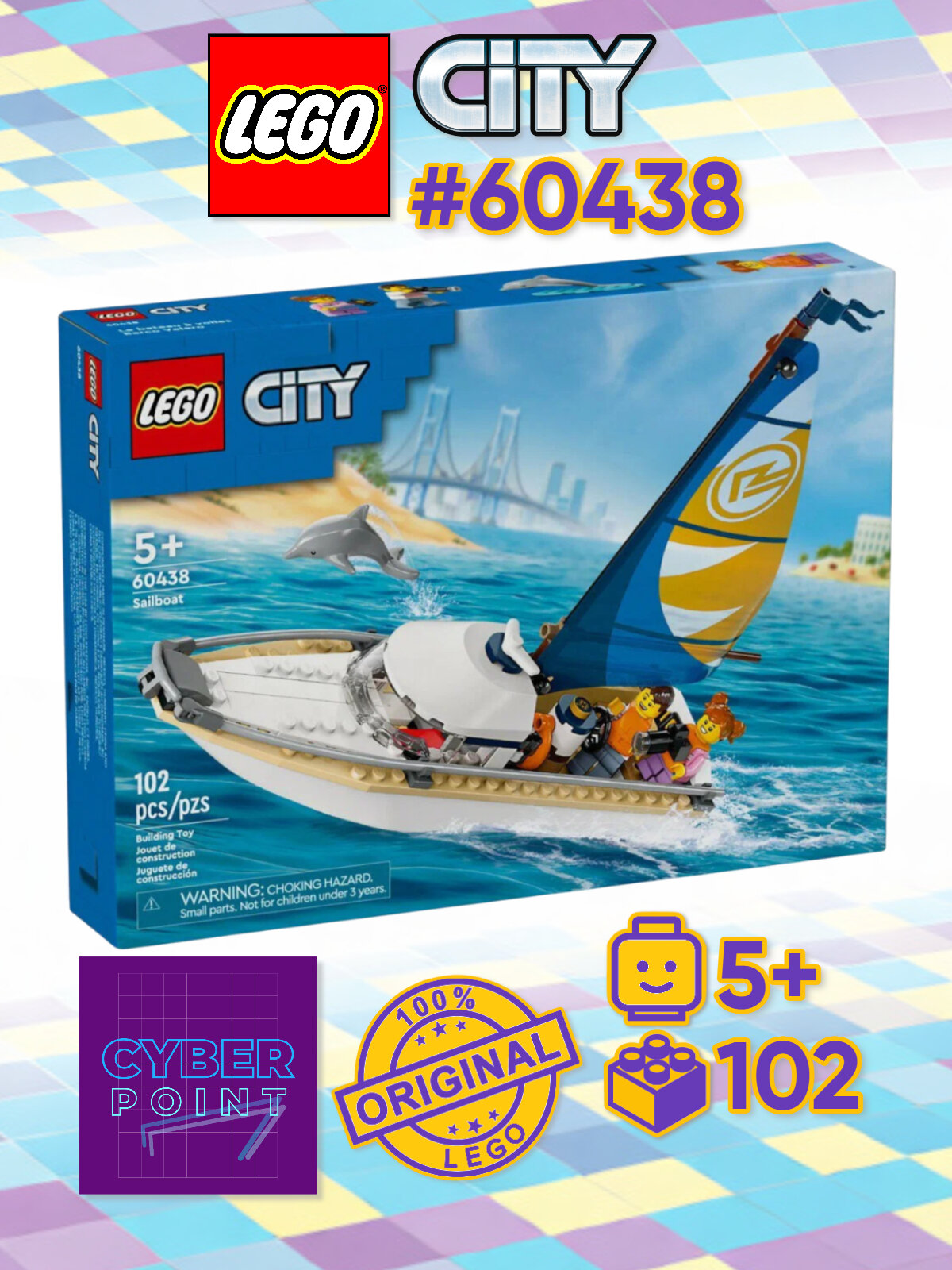 Конструктор LEGO City 60438 "Парусная лодка", 102 детали, от 5 лет