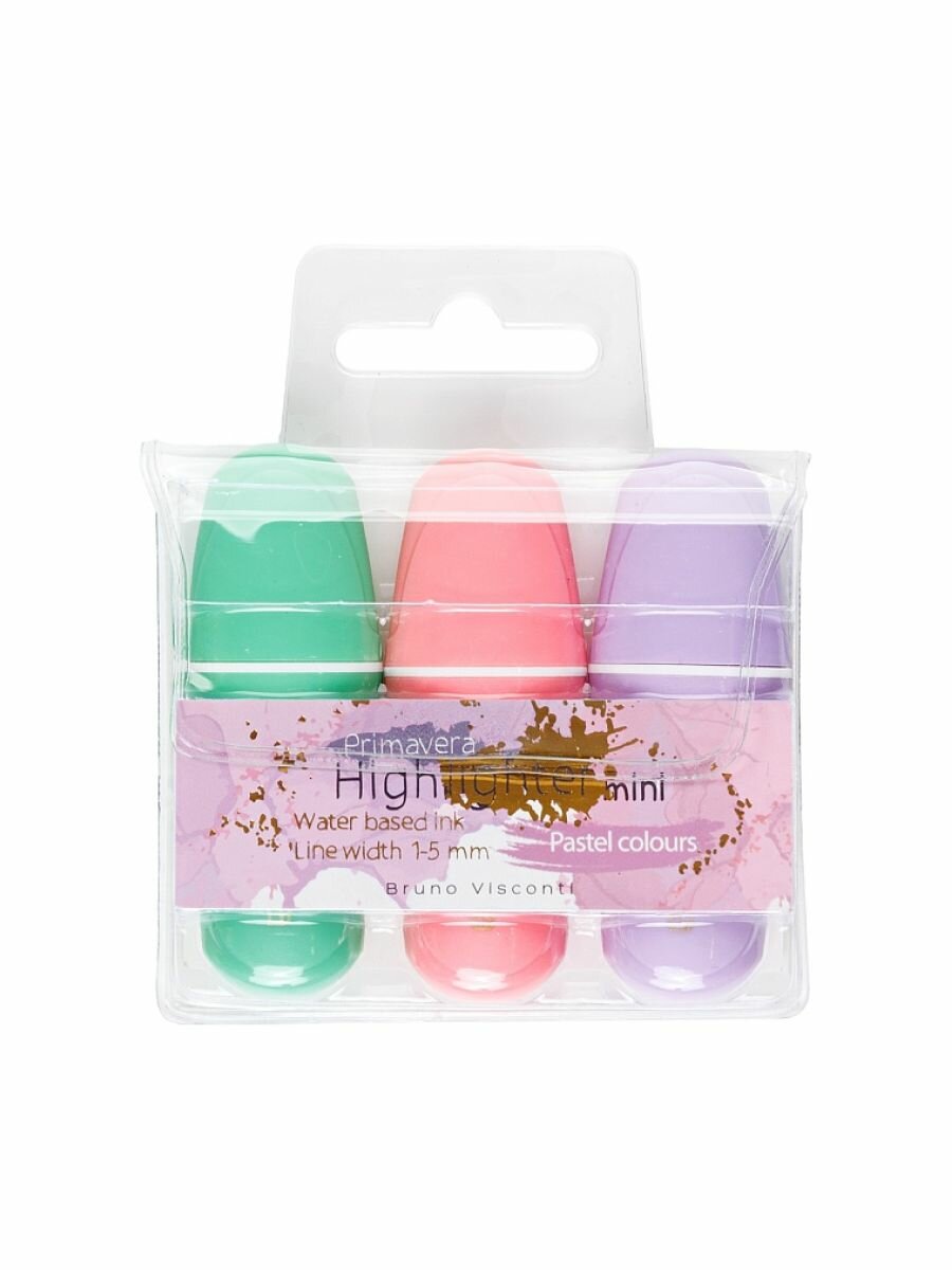 Набор текстовыделителей Bruno Visconti Primavera Mini, пастельные 3 цвета, 1-5мм
