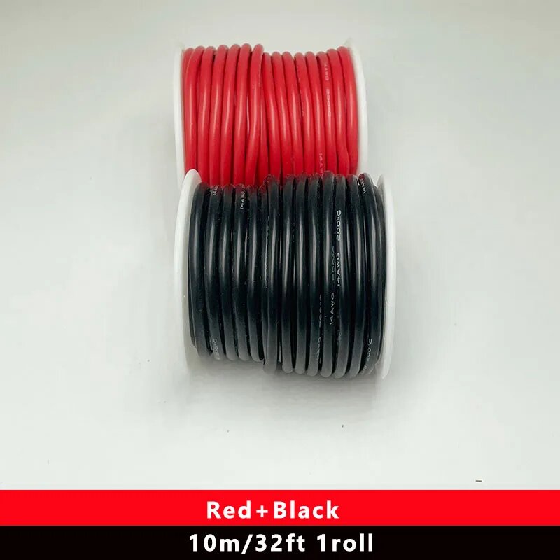 Силиконовый провод 14 AWG, красно-черный, ультрагибкий, 600В B-R 14AWG 10m 1roll