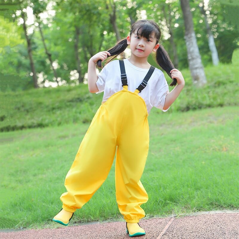 【Xinyiqi】Детский дождевик с ремнями и дождевыми штанами, водонепроницаемый, полный комплект для мальчиков и девочек, набор для детского сада, двухкомпонентный, защита от сильного дождя