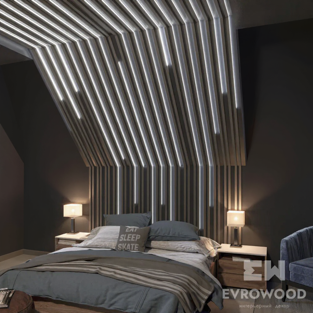 Рейка декоративная R020, из МДФ, без подсветки, 40x18x200 см