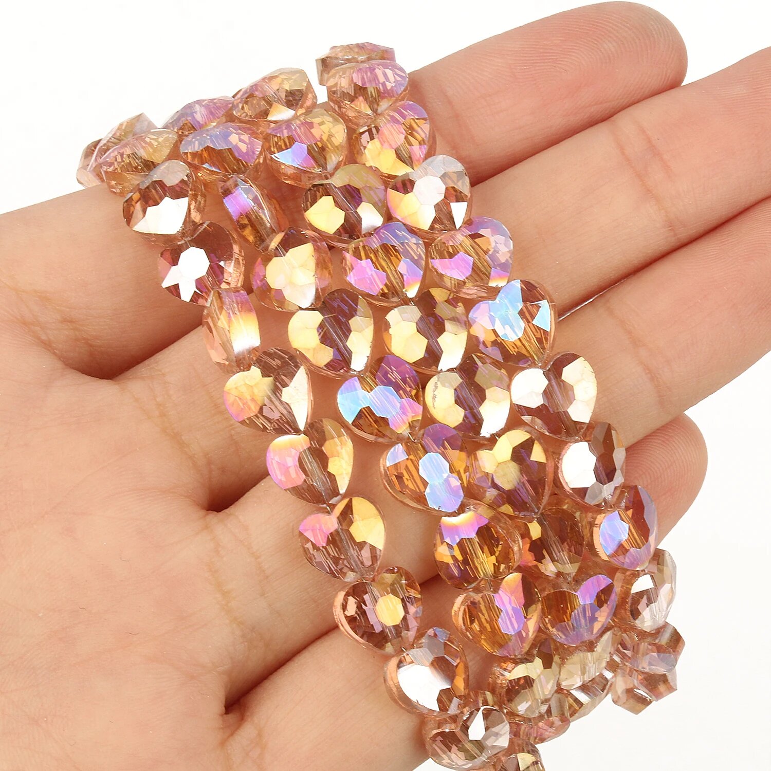 Бусины из хрусталя TTUIJI сердечки, бабочки, медведи ab orange pink 8mm