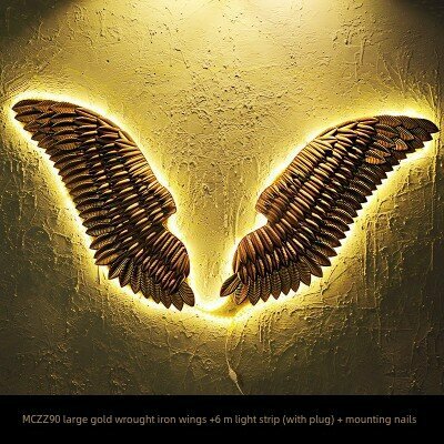 Настенный декор в индустриальном стиле лофт: ретро-крылья из железа для офиса, бара, модный фон для стены Золотые
