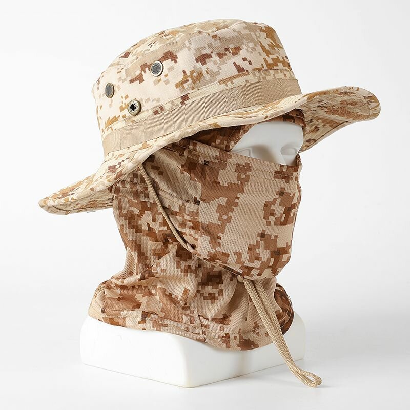 Камуфляжная круглая шляпа с полями, тактическая маскировка для активного отдыха, маска для лица для походов и велоспорта, шляпа для кемпинга и рыбалки, защита от солнца