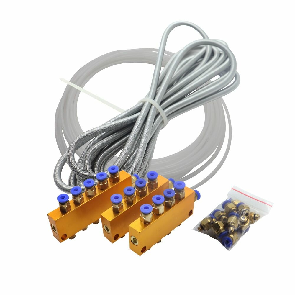 Автоматический масляный насос 20 м пластиковая труба +4 м пружинная труба +13 шт насадка +5Ways маслораспределитель +Ways маслораспределитель