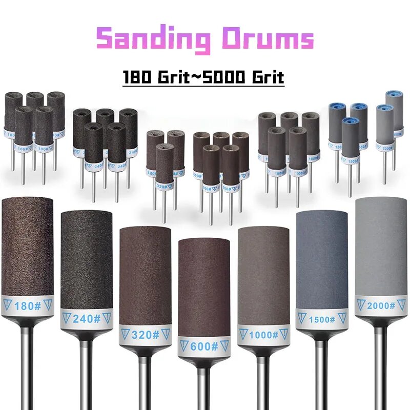 180 ~ 5000 зернистости 2,35 мм стержень с хвостовиком, шлифовальные барабаны для 2pcs, 1000