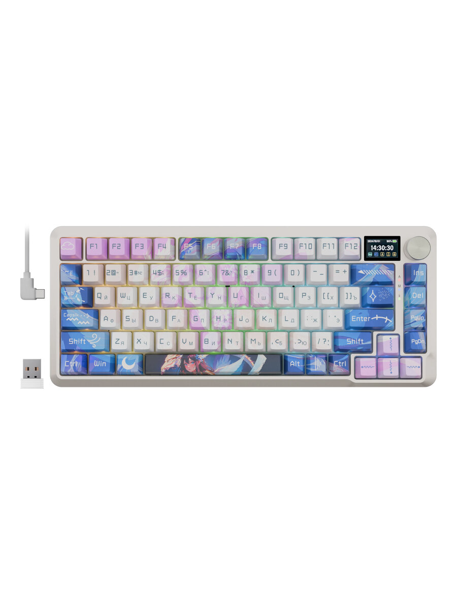 Клавиатура беспроводная DEFENDER Redragon Flekact Pro violet/white (USB/BT, 81 клавиша) (72616)