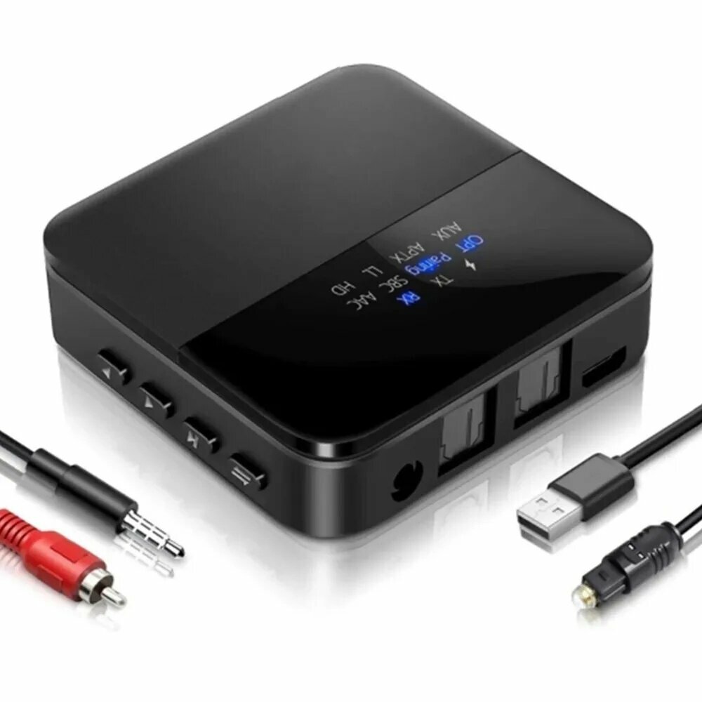 Передатчик HD Bluetooth 5.0, аудиоадаптер совместим с наушников 2, дисплеем, малой задержкой, поддерживает оптоволоконный кабель