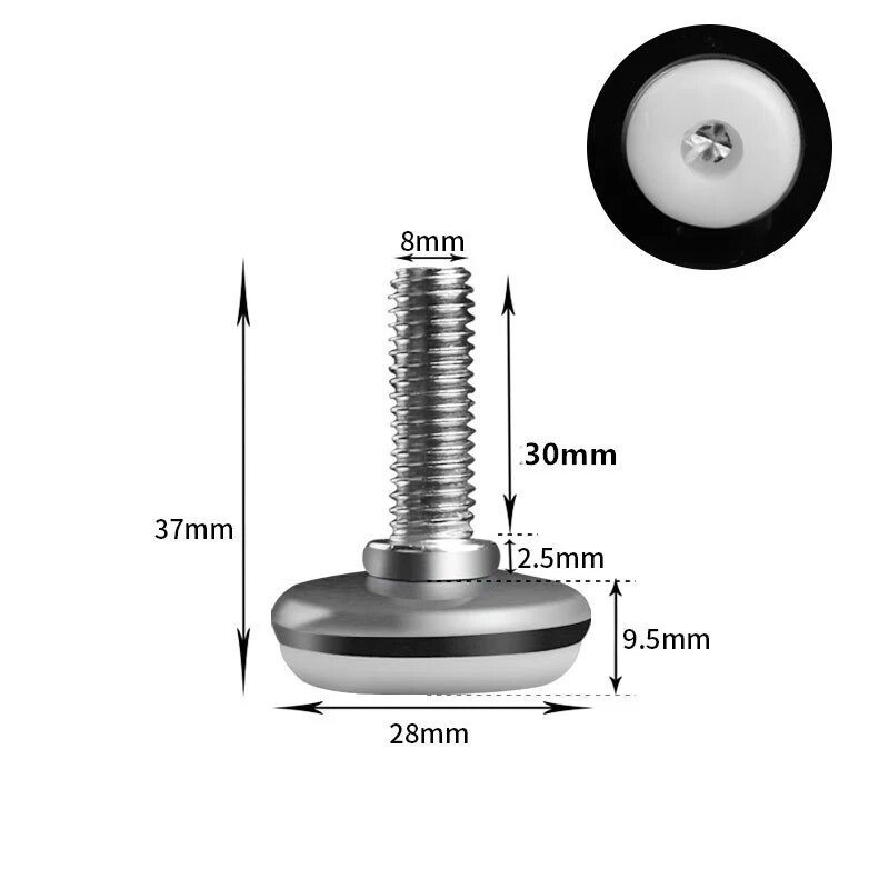 Регулируемые ножки для мебели NERISXB из нержавеющей стали и нейлона 8 Pcs, 28xM8x30mm