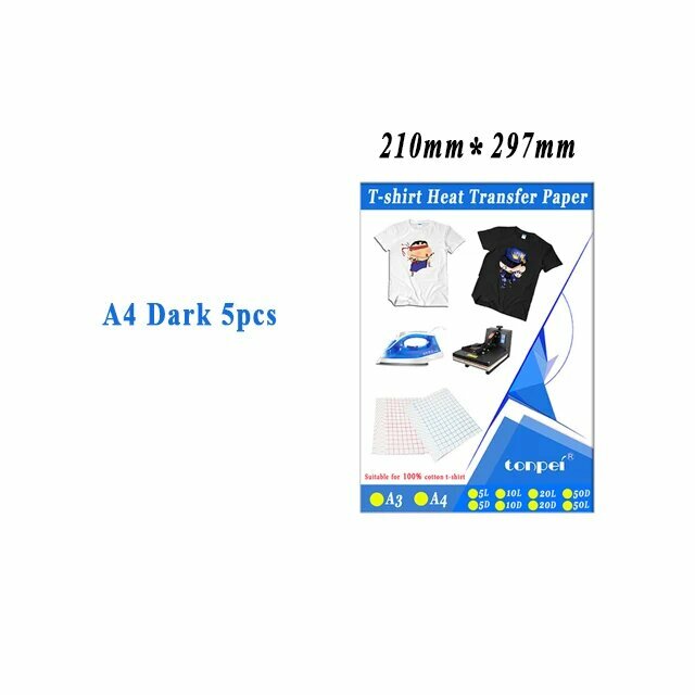 Tonpei Термотрансферная бумага A3 A4 для печати на ткани 100% хлопок Темно-синий, A4 5 Dark