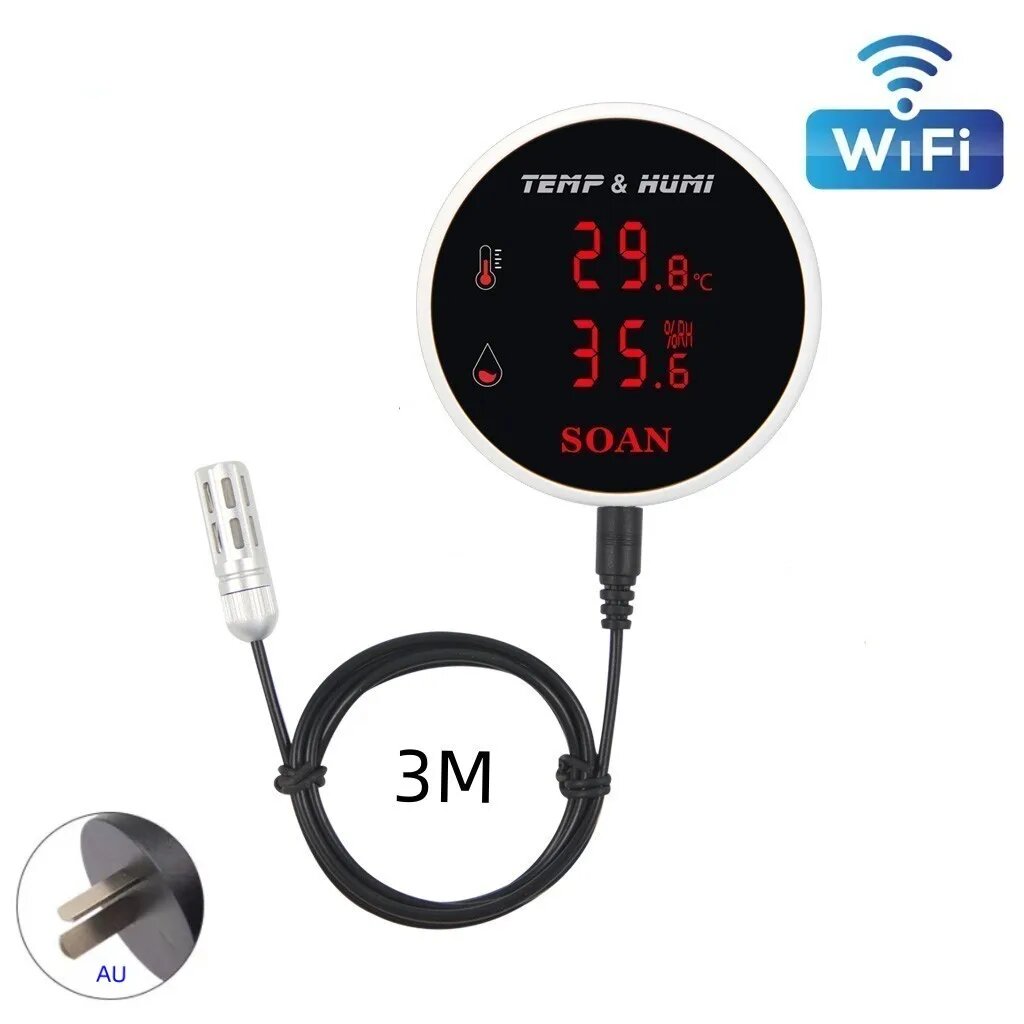 Tuya WiFi датчик температуры и влажности с внешним зондом AU Plug