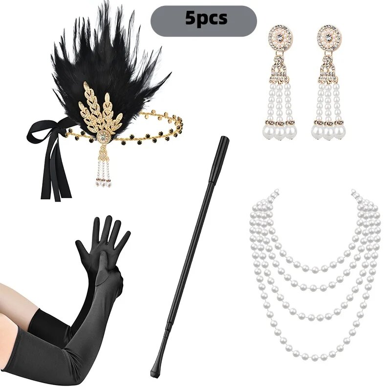 Аксессуары для косплея 1920-х годов для женщин Черный, MR-27