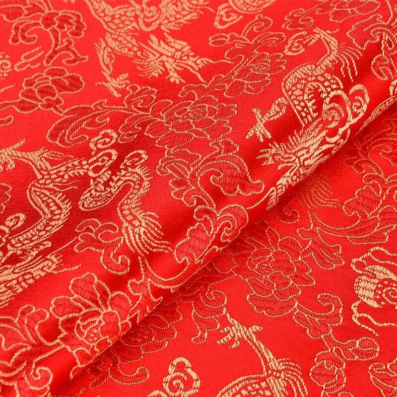 Парчовая атласная ткань для пошива одежды 90х100 см Красный, 1 meter price-018