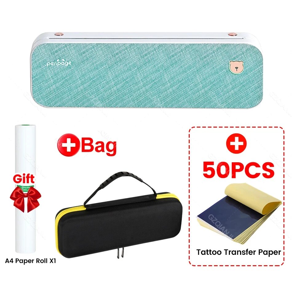 Термопринтер Peripage A40 небесно-серый 203Blue 1Bag 50Pcs