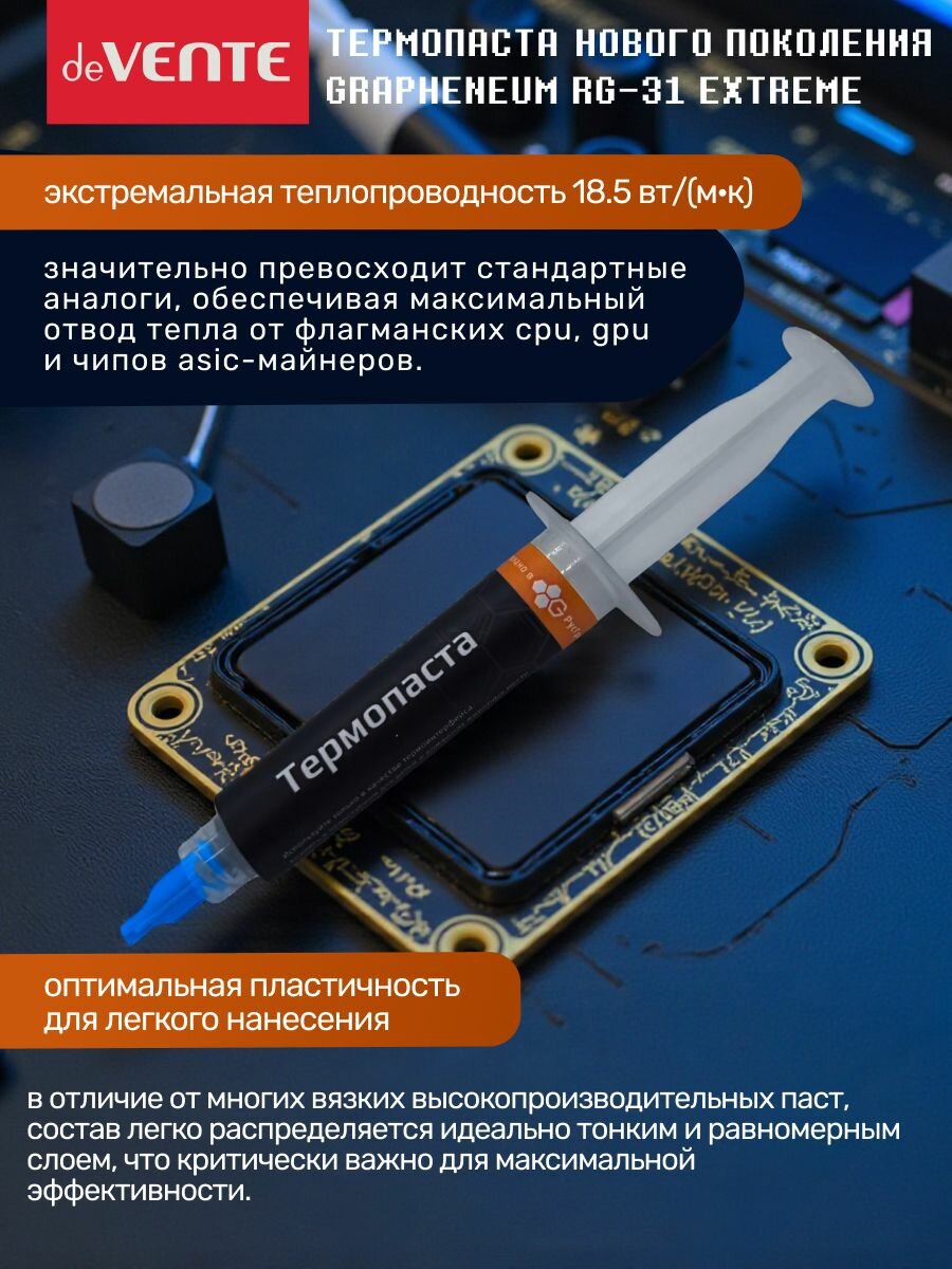 Высокопроизводительная термопаста Grapheneum RG-31 EXTREME 8 г для флагманских CPU и GPU — фото 1
