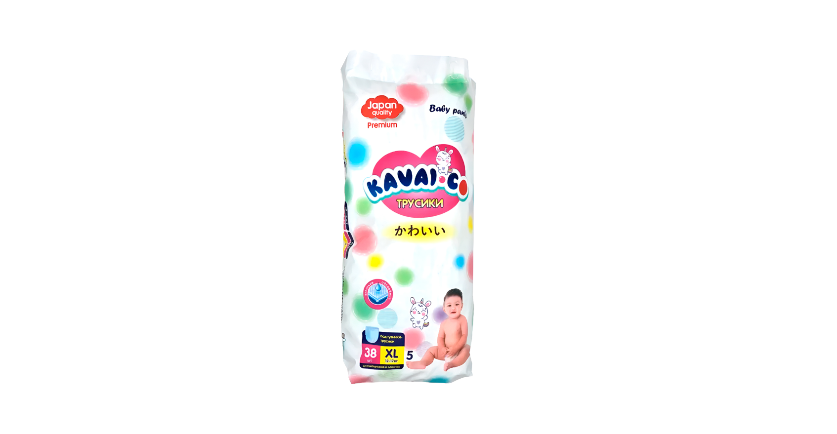 Подгузники-трусики Kavai-Co Baby Pants XL 12-17kg (38 Pcs), 38 штук