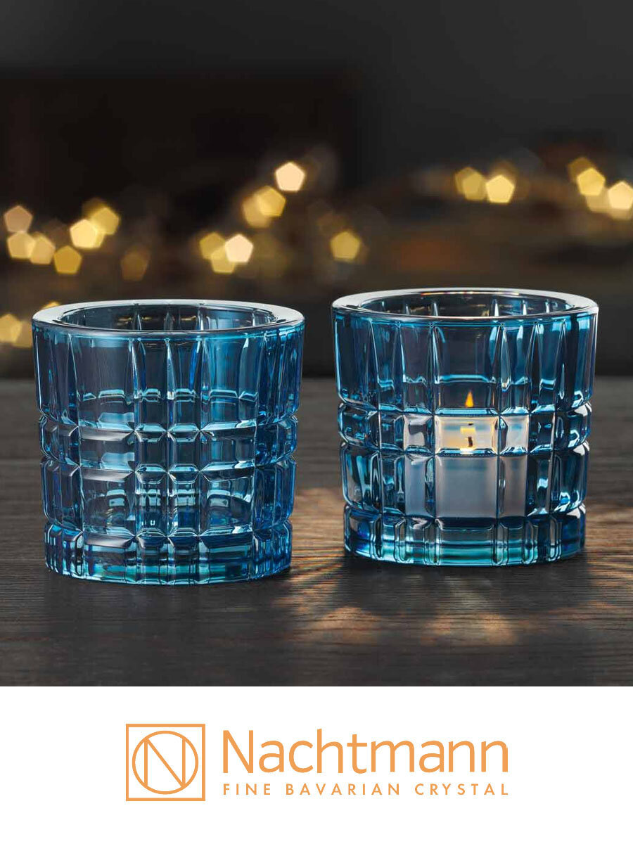 Набор подсвечников Nachtmann Square 2 шт, цвет синий, хрустальное стекло