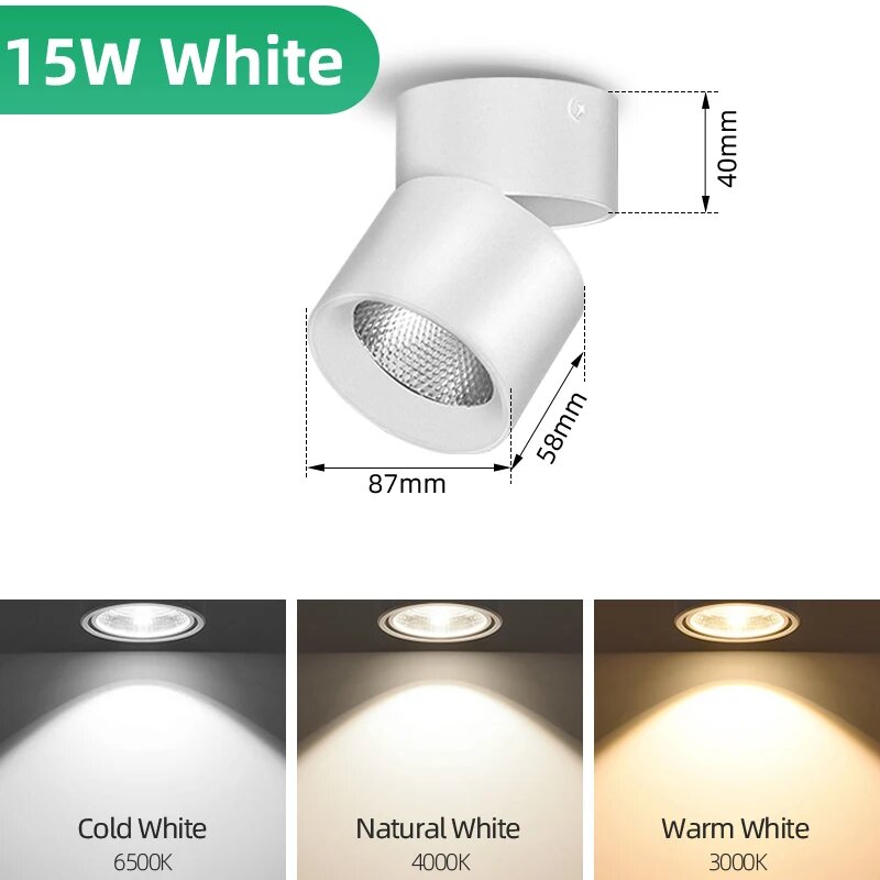 Светодиодный потолочный светильник 15W White Body, Warm White