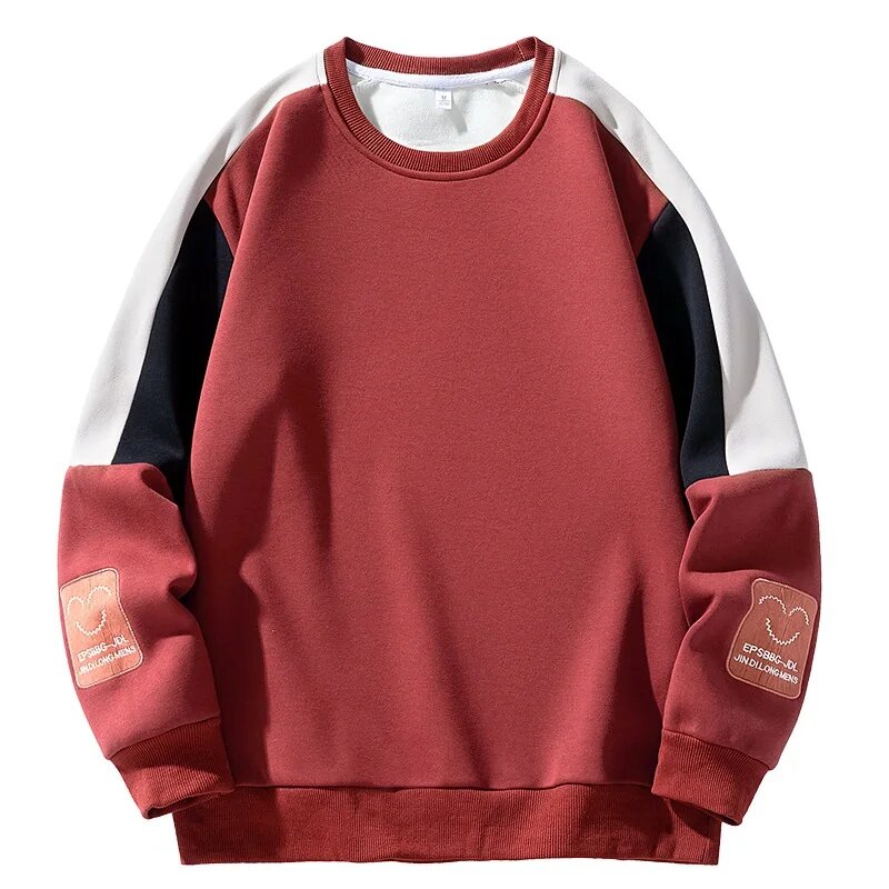 Новый мужской модный брендовый универсальный топ с длинными рукавами на весну М, Красный, Brick red