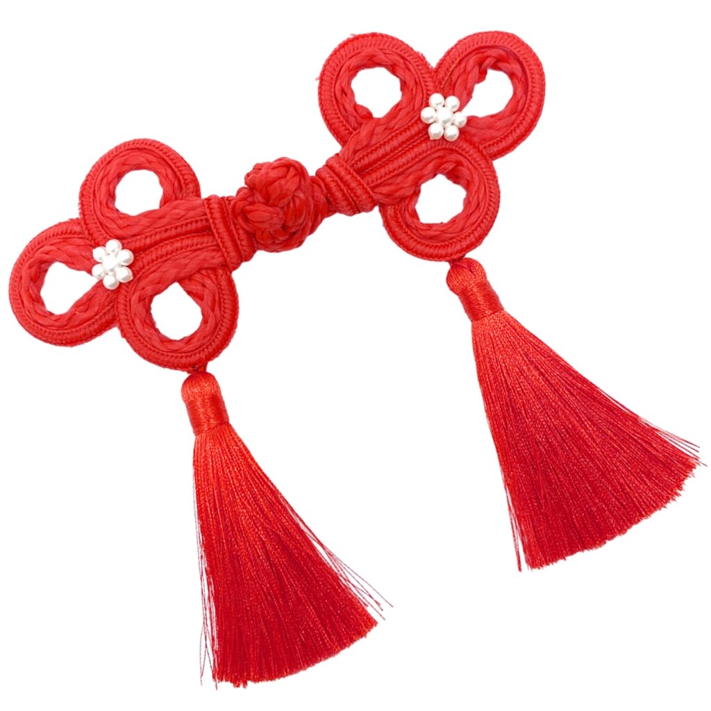 Аксессуары для одежды ручной работы с трехлистной кисточкой и жемчужными пуговицами-big red