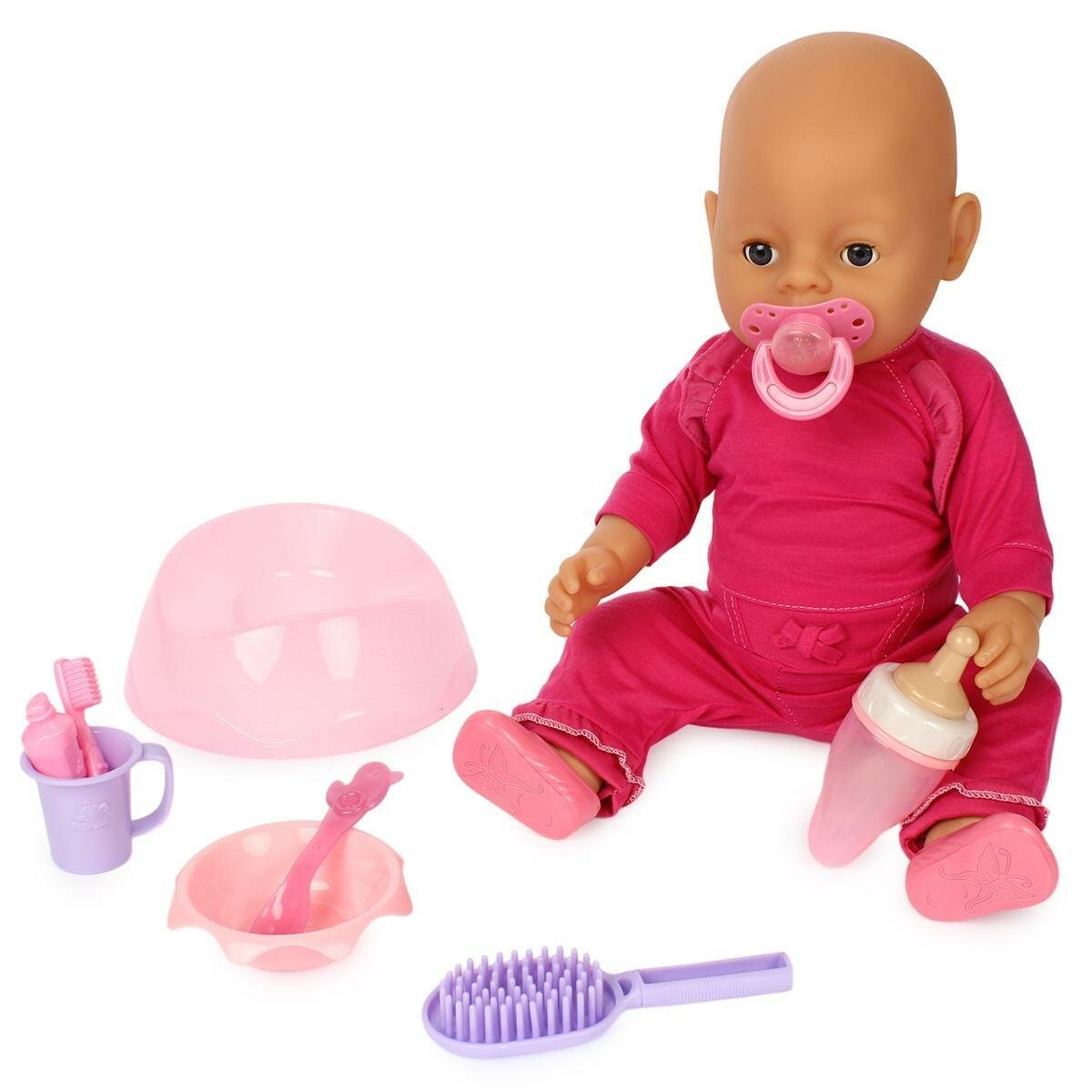 Пупс функциональный 45 см с аксессуарами, пьет и ходит на горшок, пластик и винил