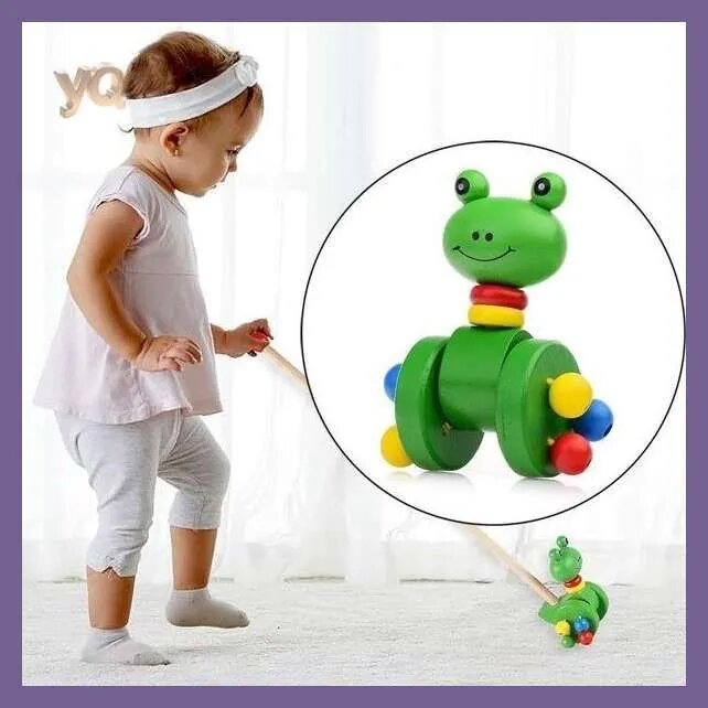 Развивающая игрушка для малышей от 1 года - Детская коляска с деревянной ручкой - стимулирования интереса к прогулке