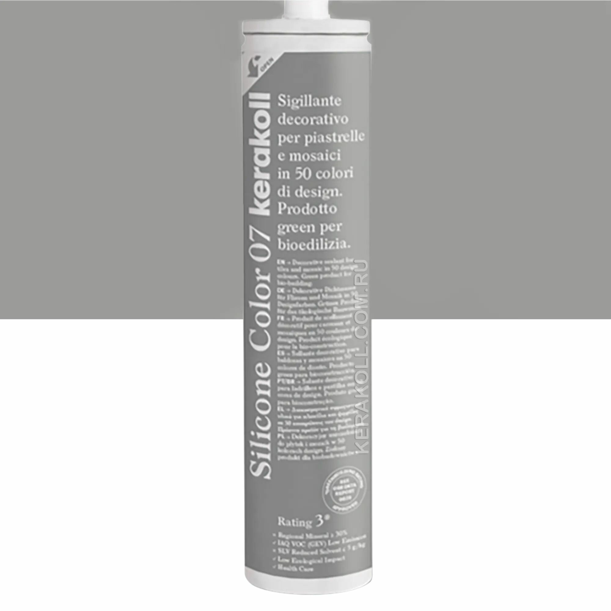 Герметик KERAKOLL SILICONE COLOR (50 цветов Design), Цвет 07 (Серый шелк) 310 мл.