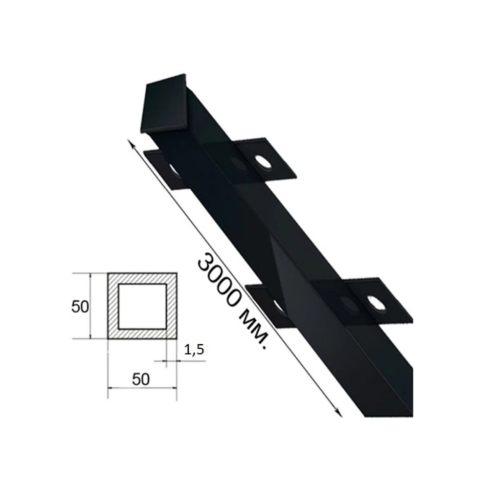 Столб для забора 50х50х1,5 мм 3 м с планками грунт красный