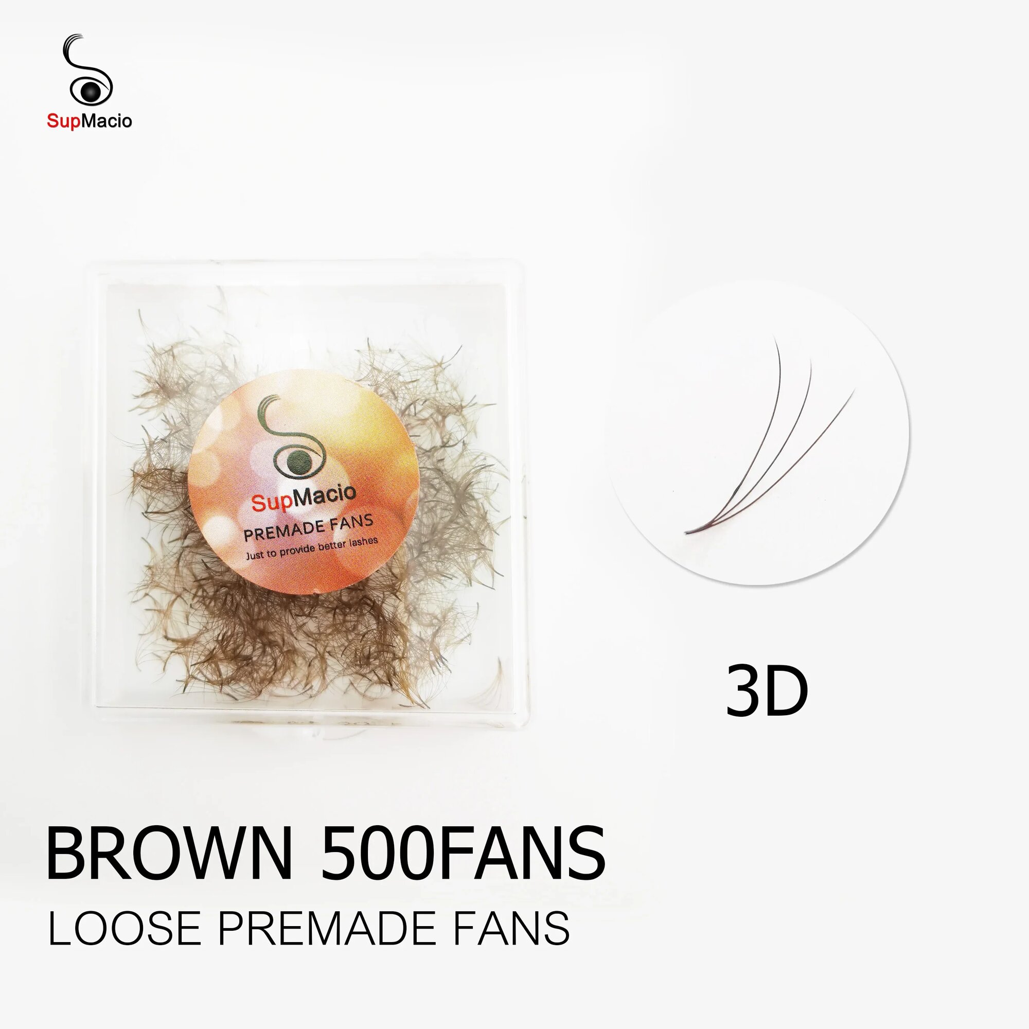 Brown 3D C Curl 9mm 500fans Loose Fan Lashes