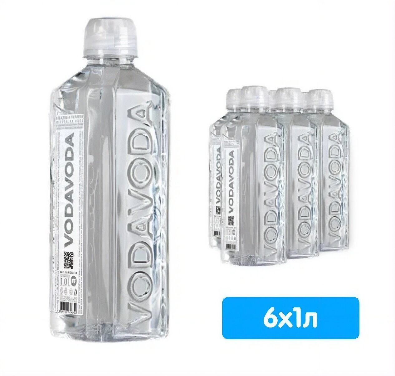 Вода VodaVoda, питьевая, негазированная, гидрокарбонатная, 6 шт.