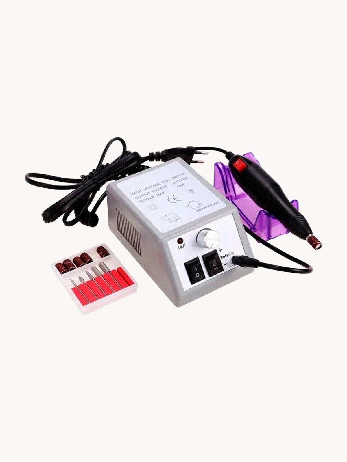 Аппарат для маникюра и педикюра, фрезер, серого цвета