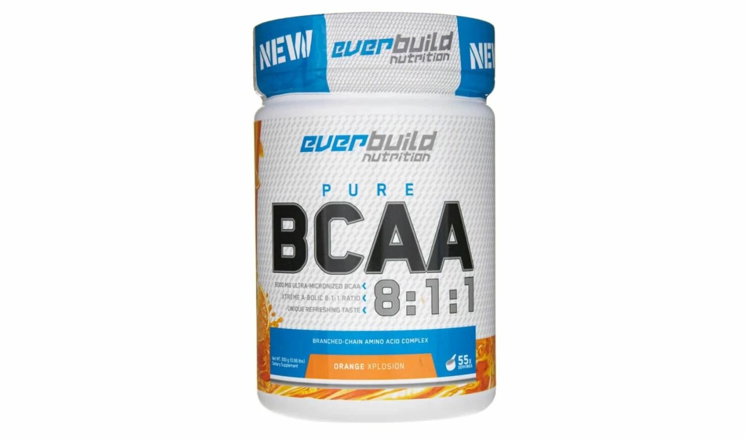Everbuild, BCAA, БЦАА 8:1:1, 300г/55порций, Апельсин (Orange Xplosion)