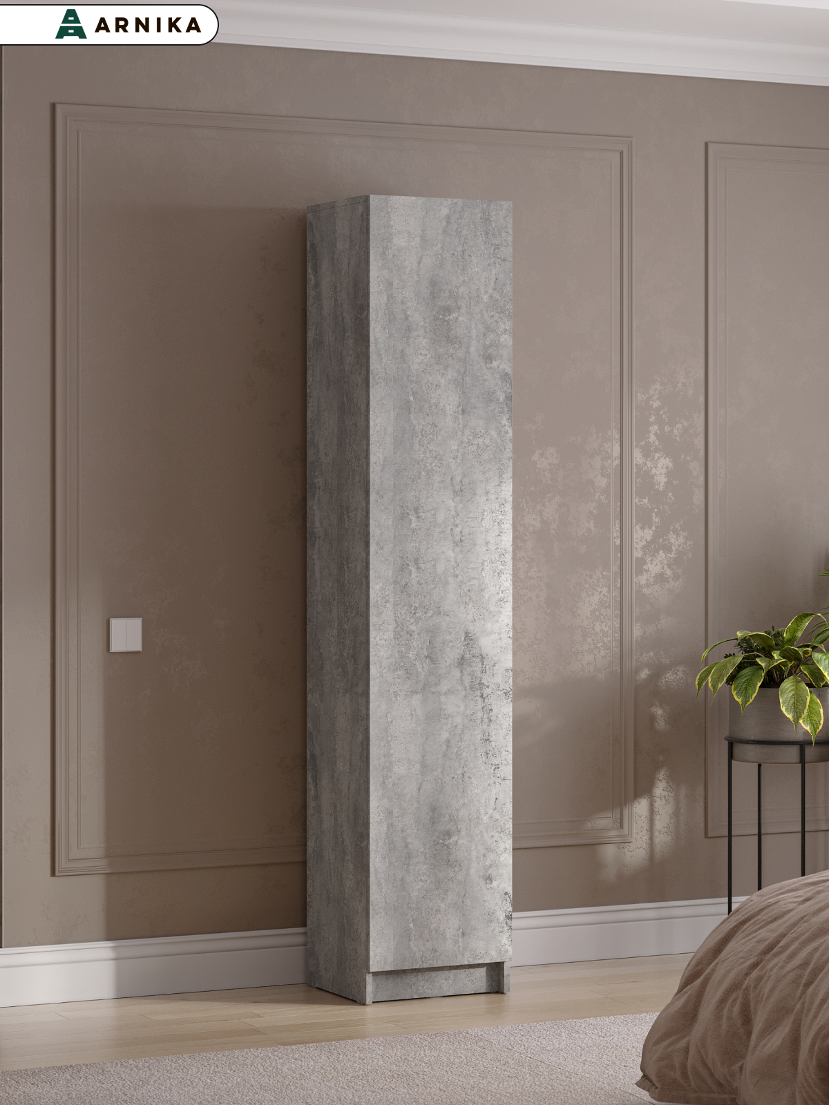 Шкаф-пенал ARNIKA "Бали", для одежды, ЛДСП, цементный цвет, 40x38x200 см