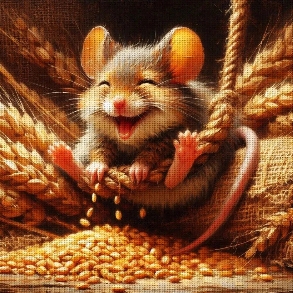 Набор для вышивания,30X30CM,11CT, Счастливая мышь