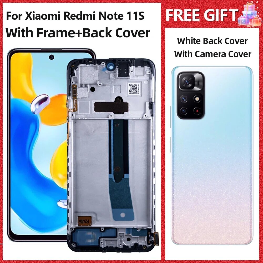 Экран Note 11S для ЖК-дисплея Redmi Note 11s 2201117 TG 2201117 Дигитайзер сенсорного White Kit