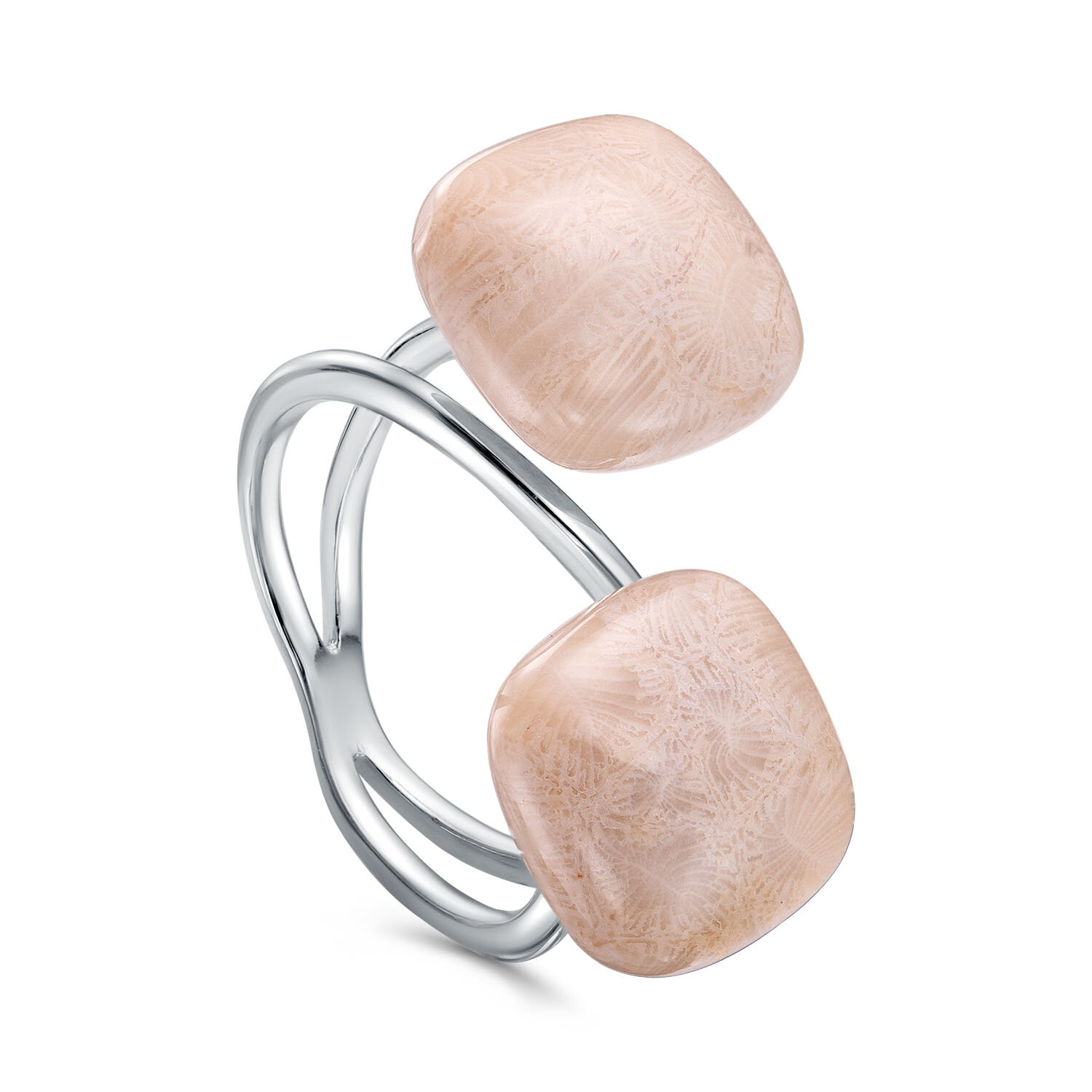 Кольцо тонкое, серебро, 925 проба, коралл