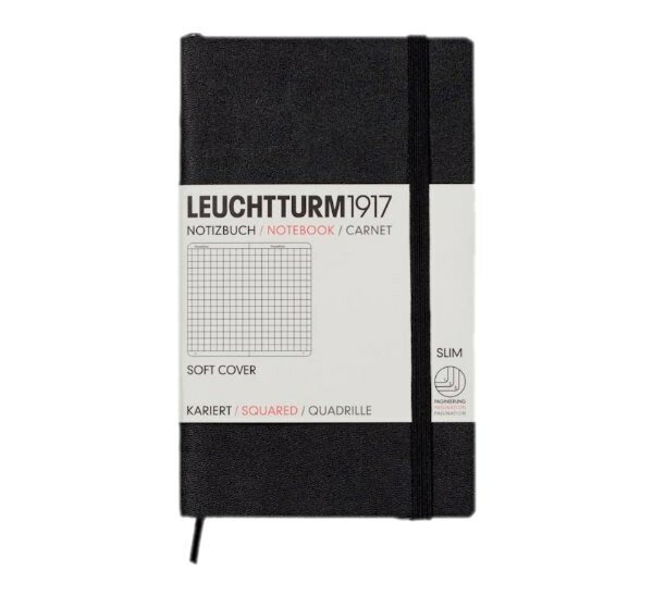 Записная книжка A6, 61 лист в клетку "Classic", мягкая обложка, черный, Leuchtturm1917