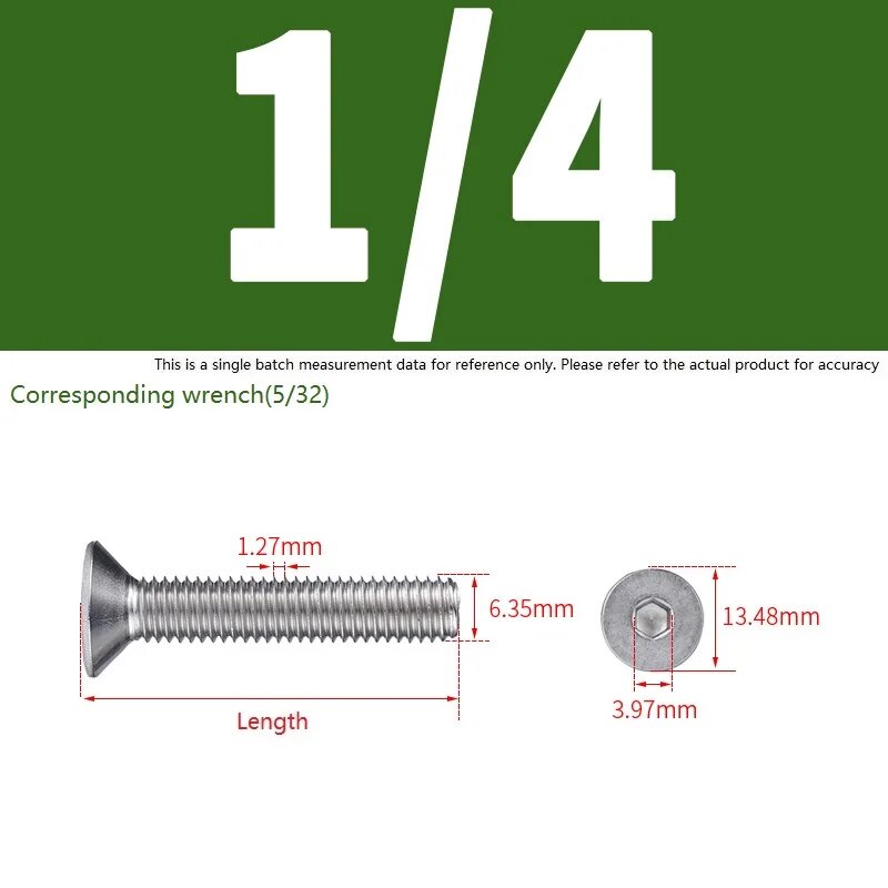 Винты UNC 304 из нержавеющей стали 1I4-20(3pcs), 1-1/4"