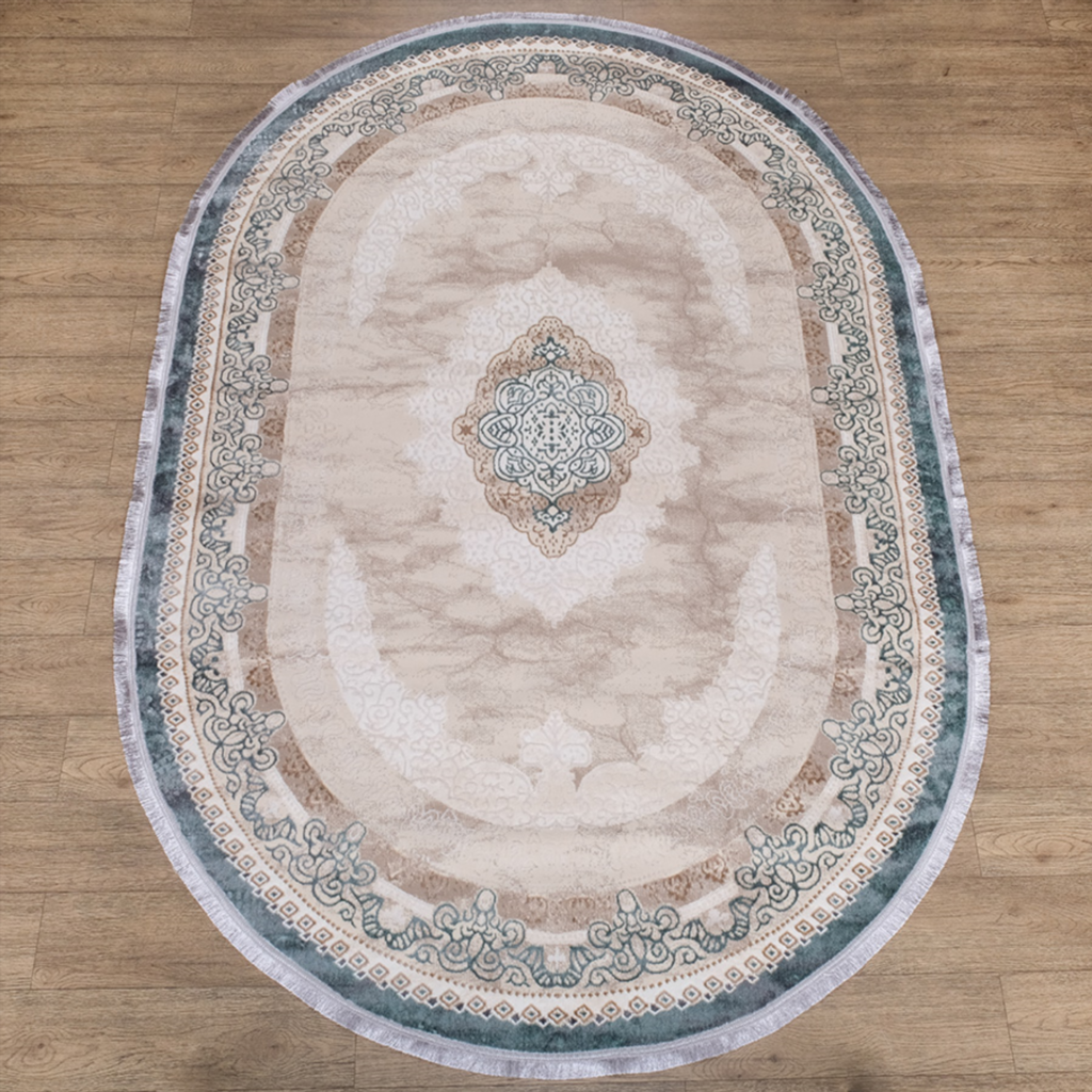 Ковер Турецкий Ascona дизайн 4112A цвет ACIK MAVI FLOS / ACIK MAVI FLOS Овал 0.8x1.4м