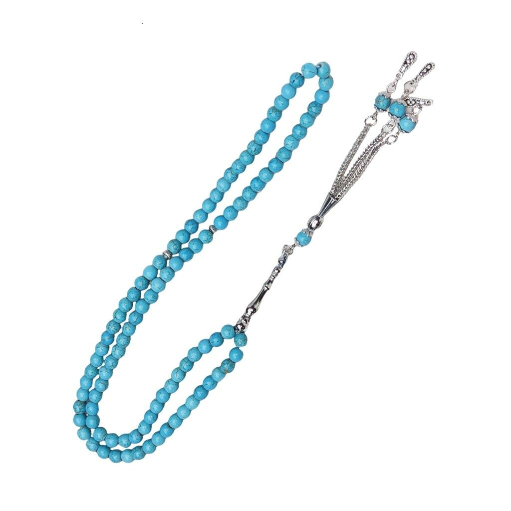 Бусы из бисера с имитацией бирюзы, Небесно-голубой