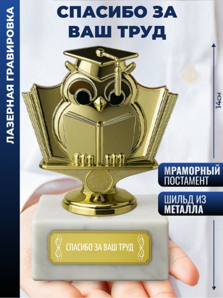 Статуэтка Учёная сова "Спасибо за ваш труд "