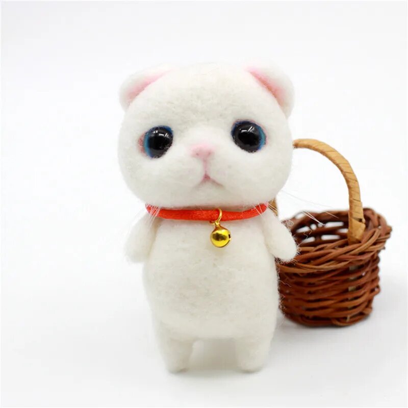 Игрушка для валяния Белый кот с колокольчиком, color 5